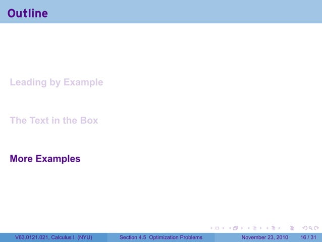Lesson 22: Optimization (Section 021 slides) | PPT