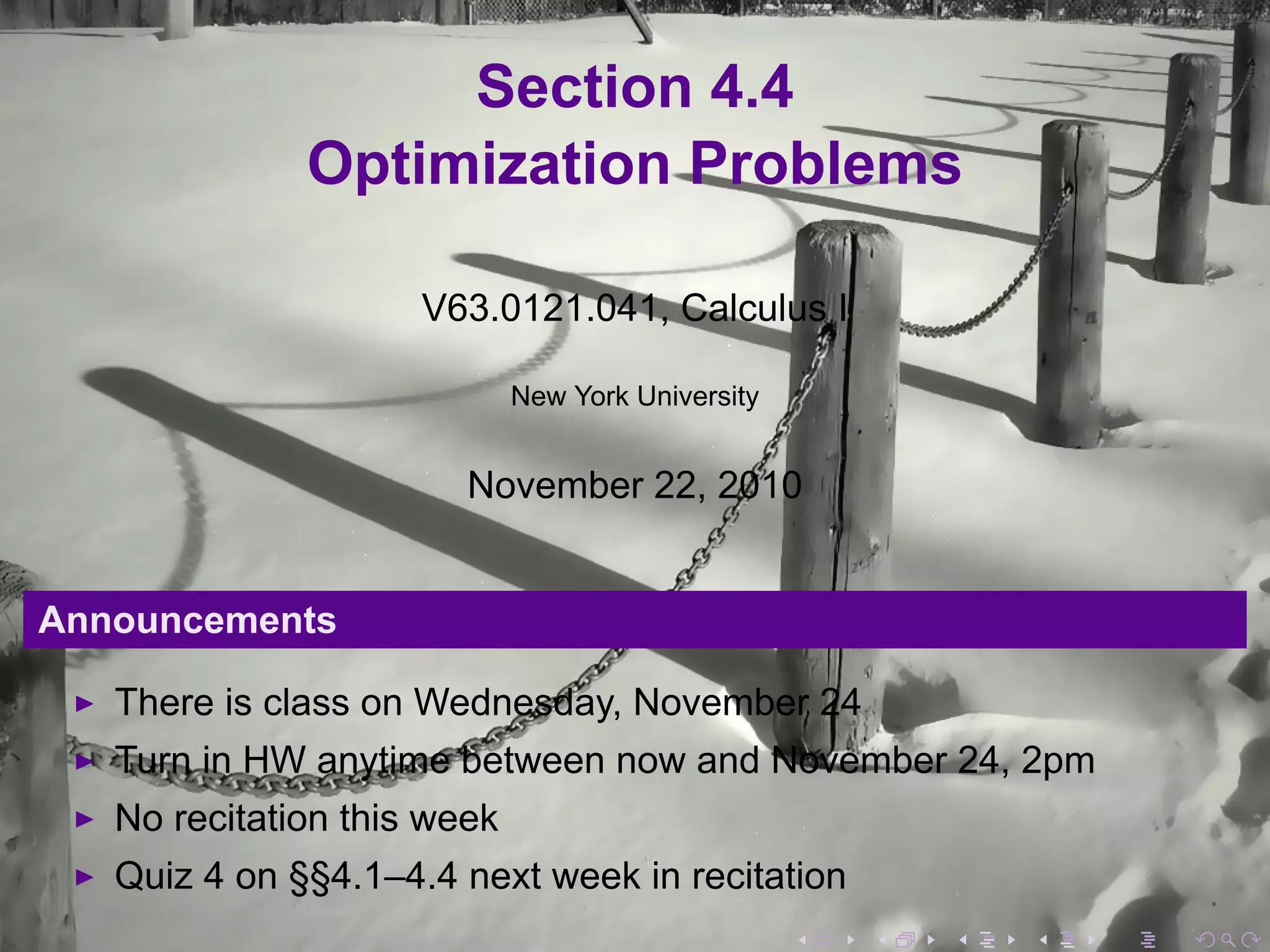 Lesson 22: Optimization (Section 041 slides) | PDF
