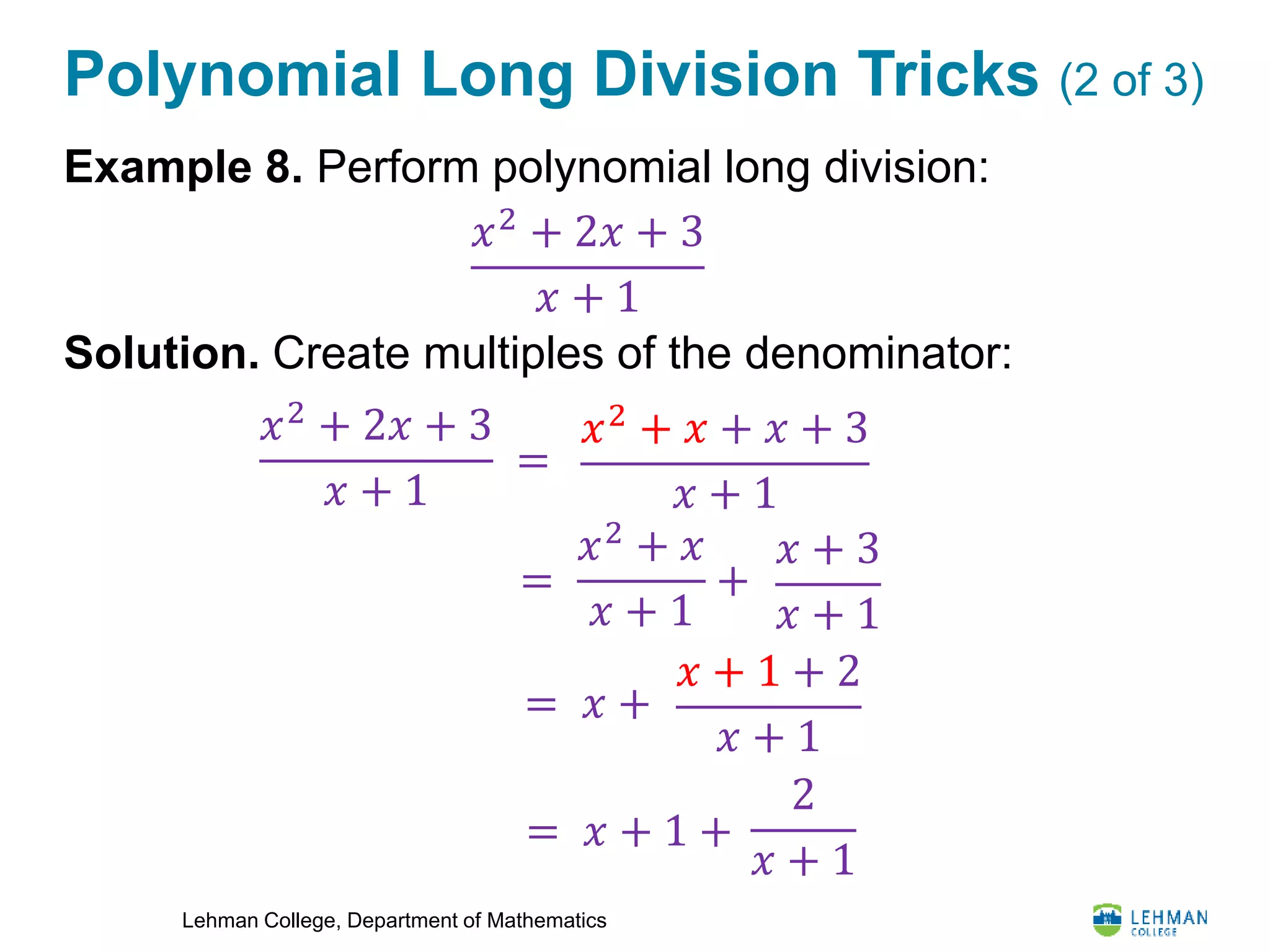 Lesson 22: Polynomial Long Division | PPTX