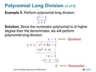 Lesson 22: Polynomial Long Division | PPTX