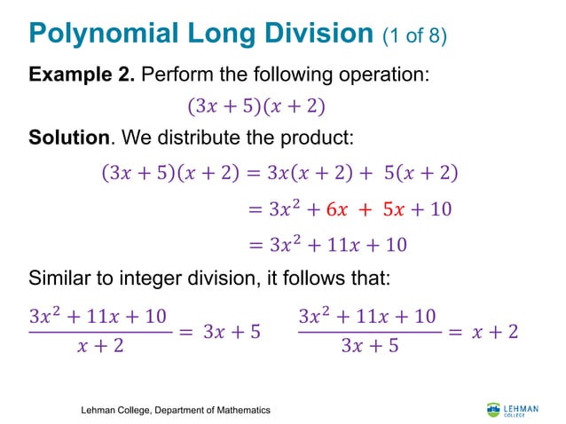 Lesson 22: Polynomial Long Division | PPTX | Computing | Technology & Computing