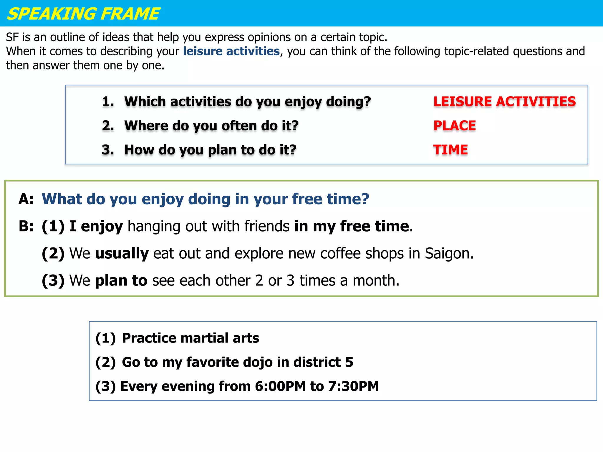 Lesson 22 review speaking frame 2 | PDF