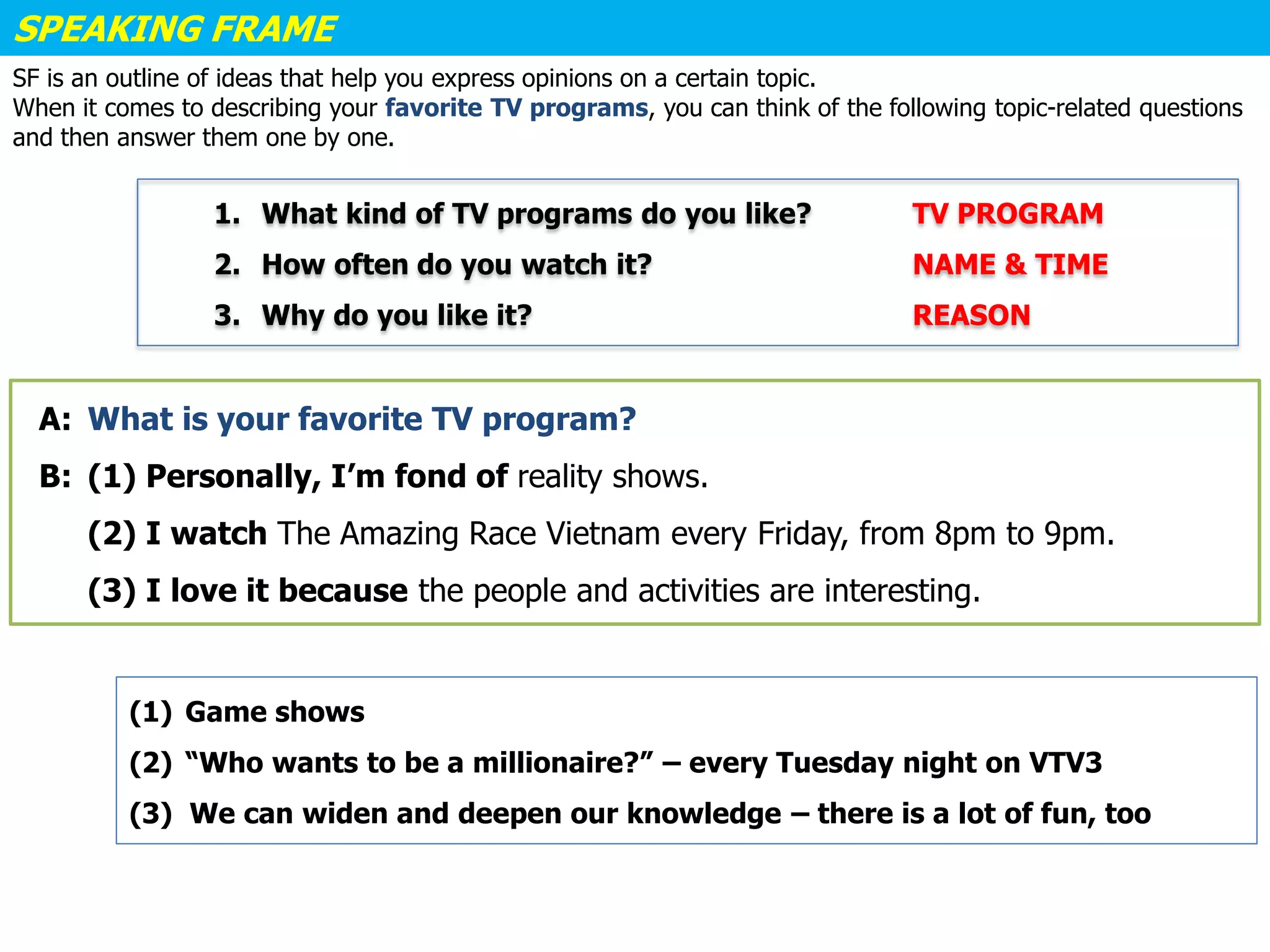 Lesson 22 review speaking frame 2 | PDF