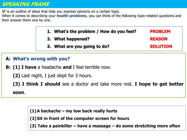 Lesson 22 review speaking frame 2 | PPT