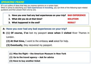 Lesson 22 review speaking frame 2 | PDF