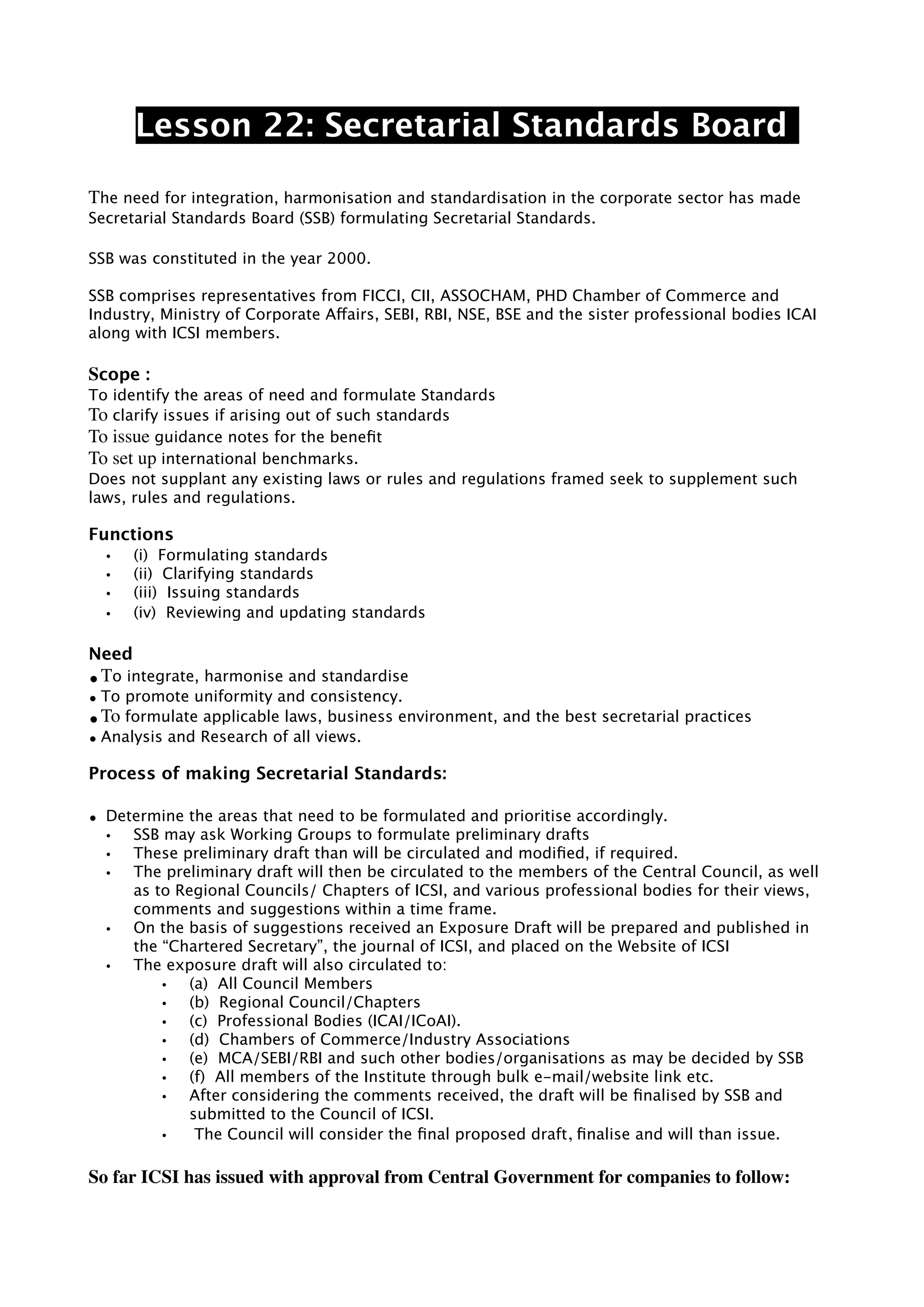Lesson 22: Secretarial StandardsBboard - Company Law by: dipti dhakul ...