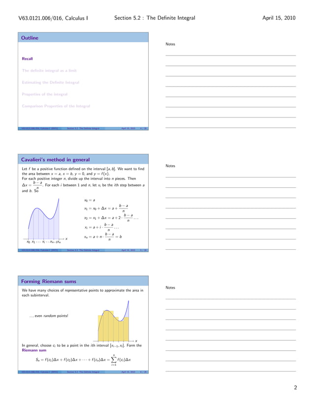 Lesson 23: The Definite Integral (handout) | PDF