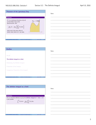 Lesson 23: The Definite Integral (handout) | PDF