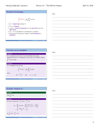 Lesson 23: The Definite Integral (handout) | PDF