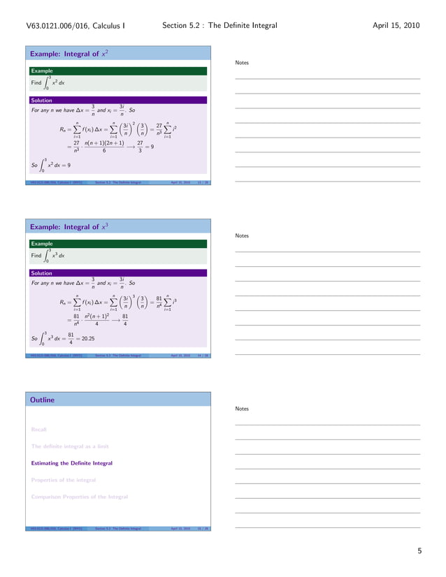 Lesson 23: The Definite Integral (handout) | PDF