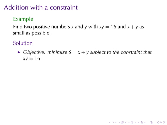 Lesson 24: Optimization II | PPT