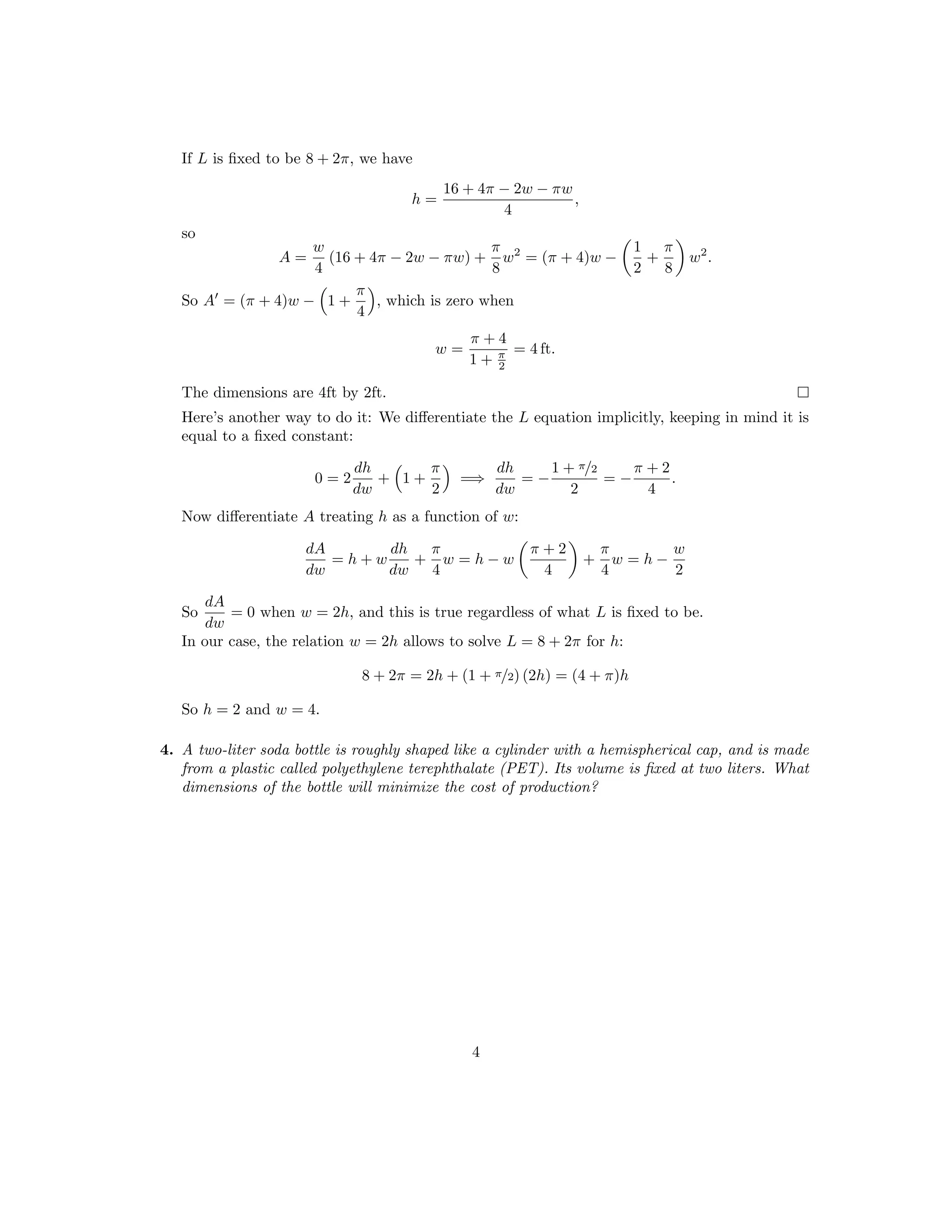 Lesson 24: Optimization (worksheet solutions) | PDF | Physics | Science