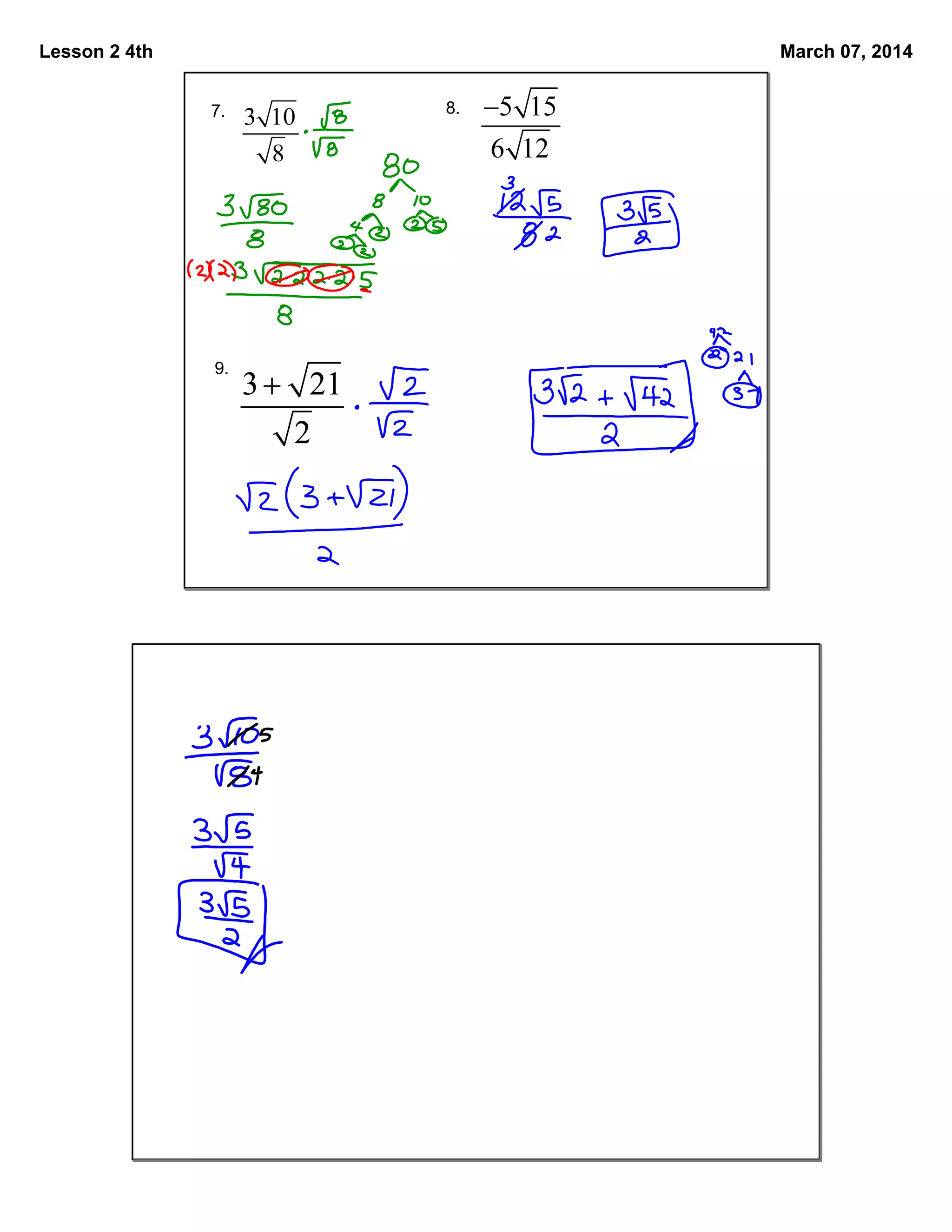 Dividing Radicals, Rationalizing the Denominator | PDF