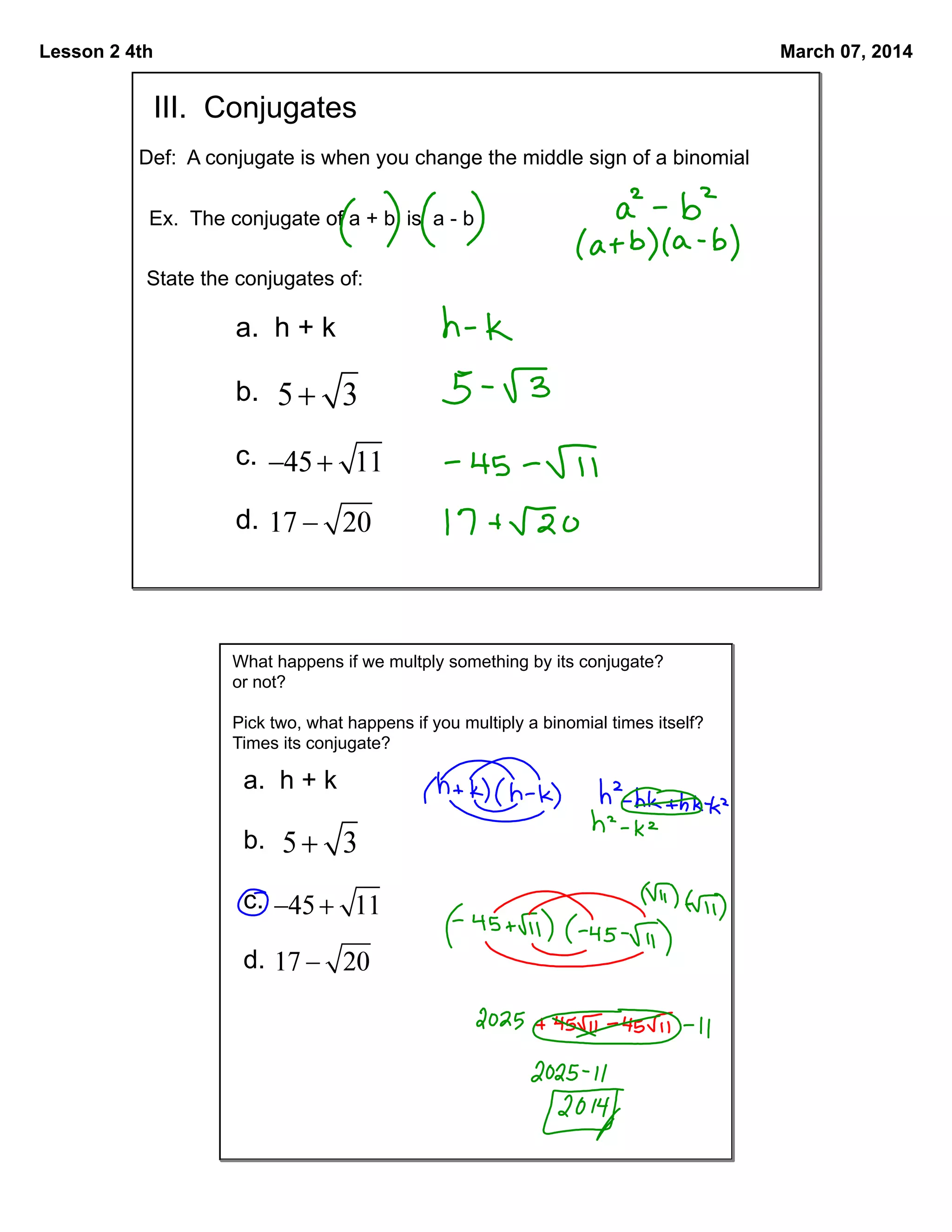 Dividing Radicals, Rationalizing the Denominator | PDF
