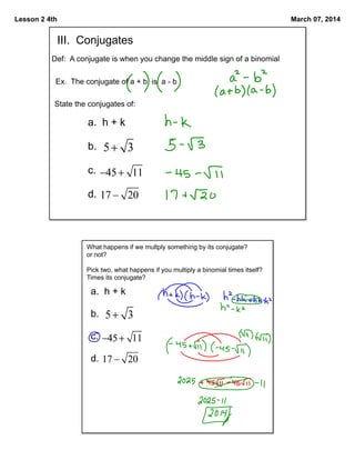 Dividing Radicals, Rationalizing the Denominator | PDF