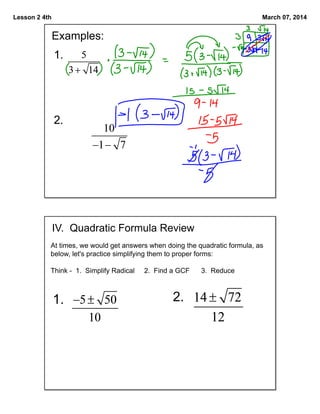 Dividing Radicals, Rationalizing the Denominator | PDF