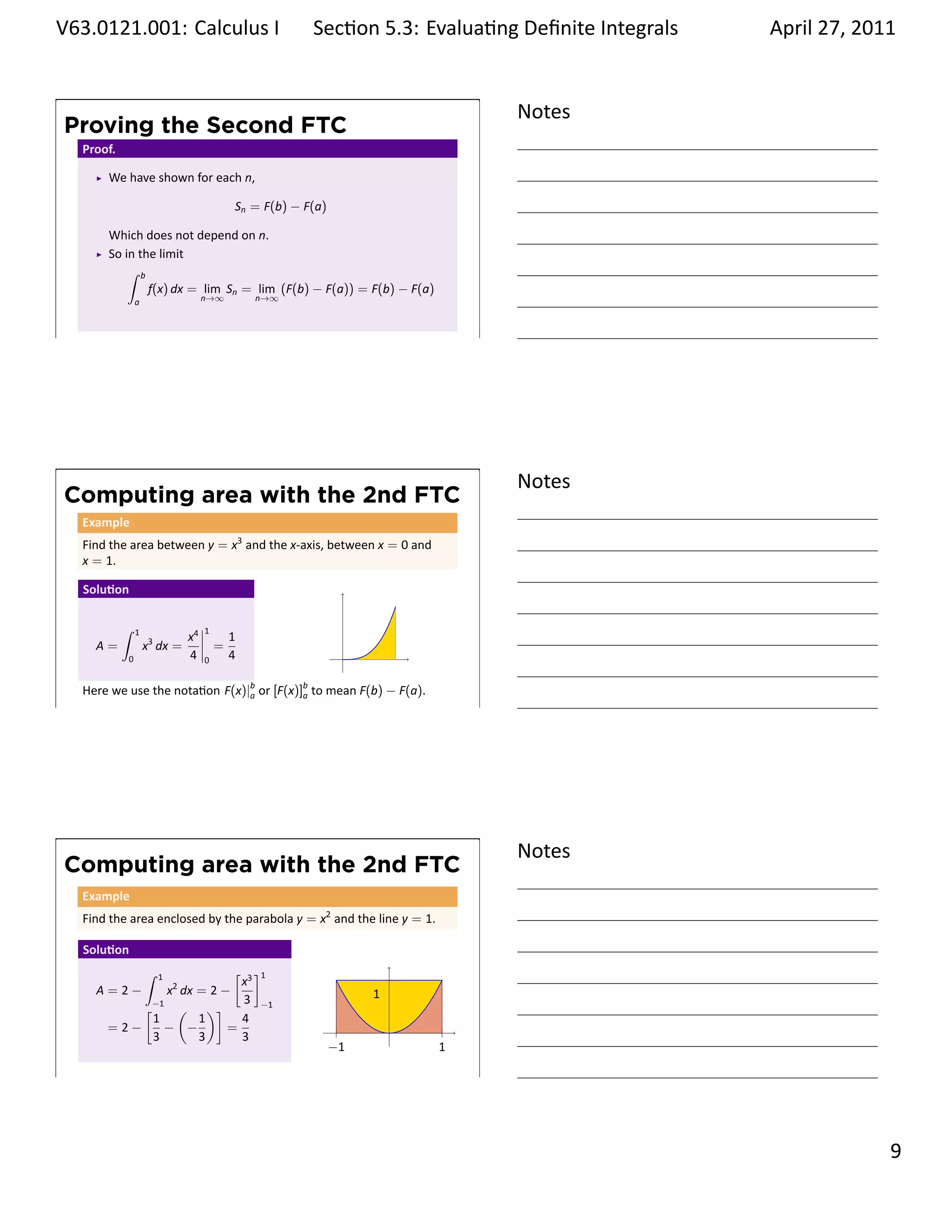 Lesson 25: Evaluating Definite Integrals (handout) | PDF | Physics | Science