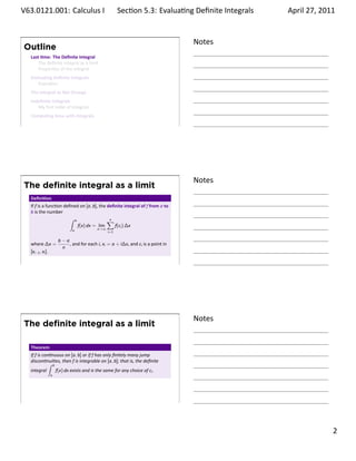 Lesson 25: Evaluating Definite Integrals (handout) | PDF | Physics ...
