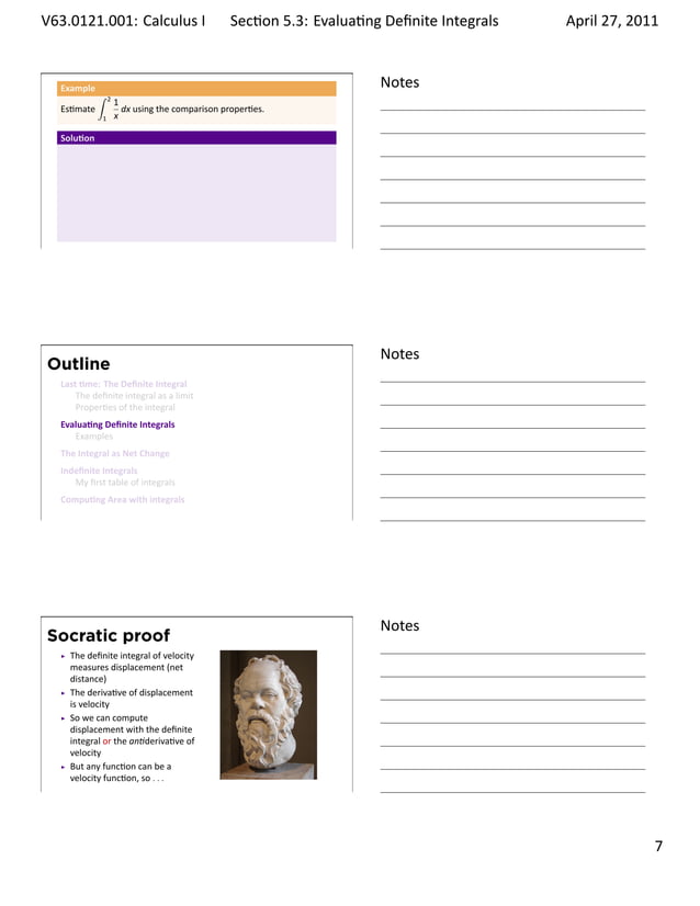 Lesson 25: Evaluating Definite Integrals (handout) | PDF | Physics | Science