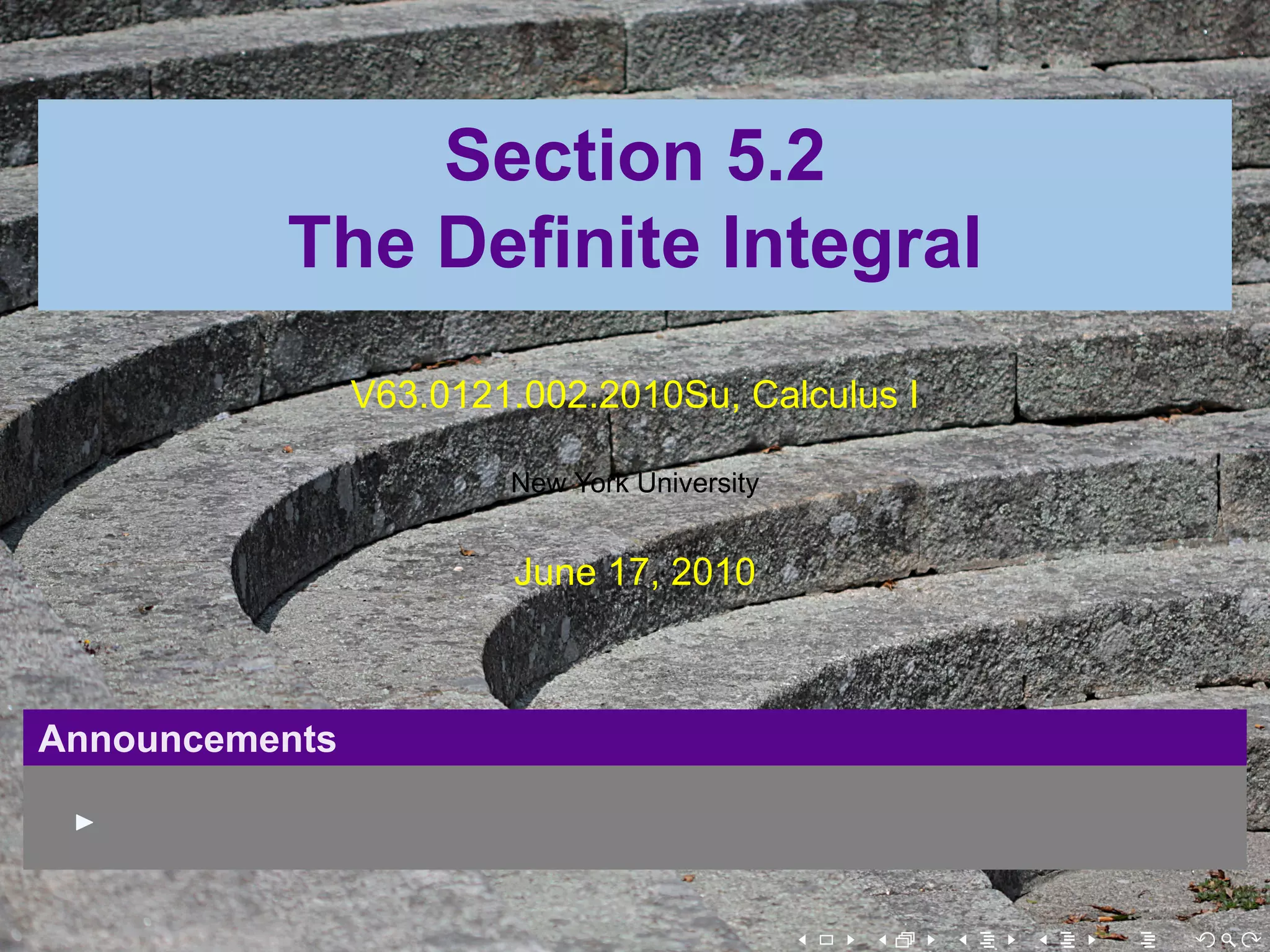 Lesson 25: The Definite Integral | PPT