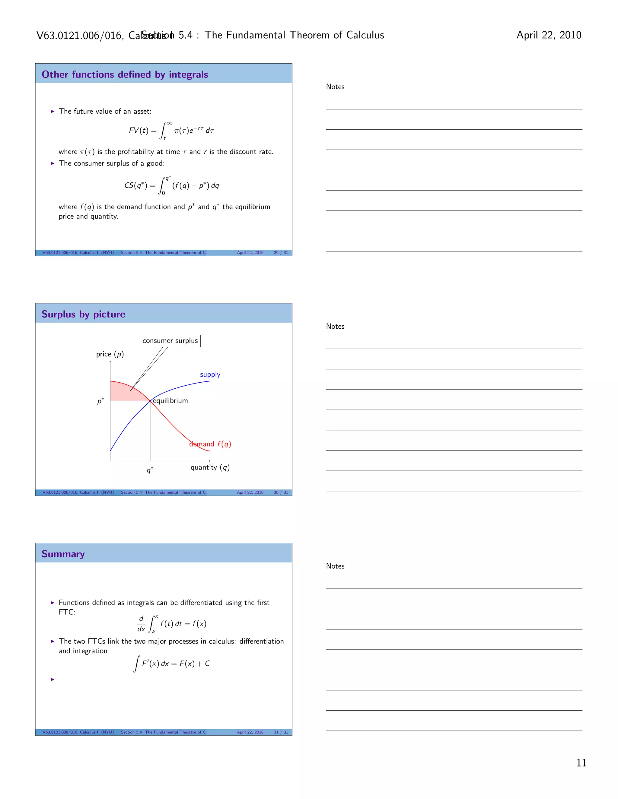 Lesson 25: The Fundamental Theorem of Calculus (handout) | PDF