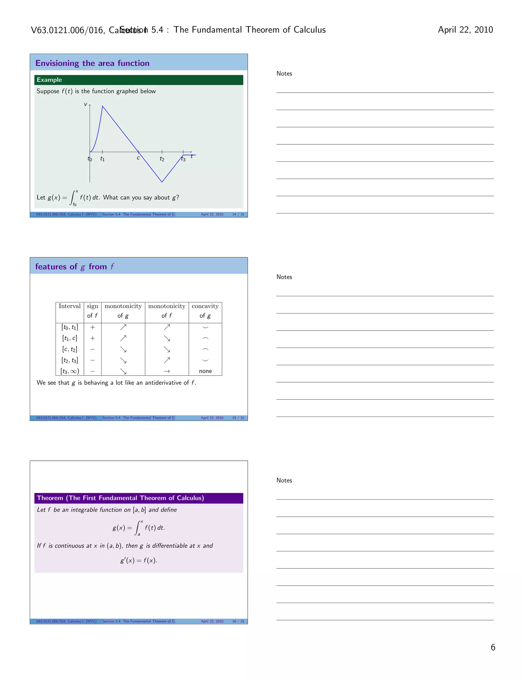 Lesson 25: The Fundamental Theorem of Calculus (handout) | PDF