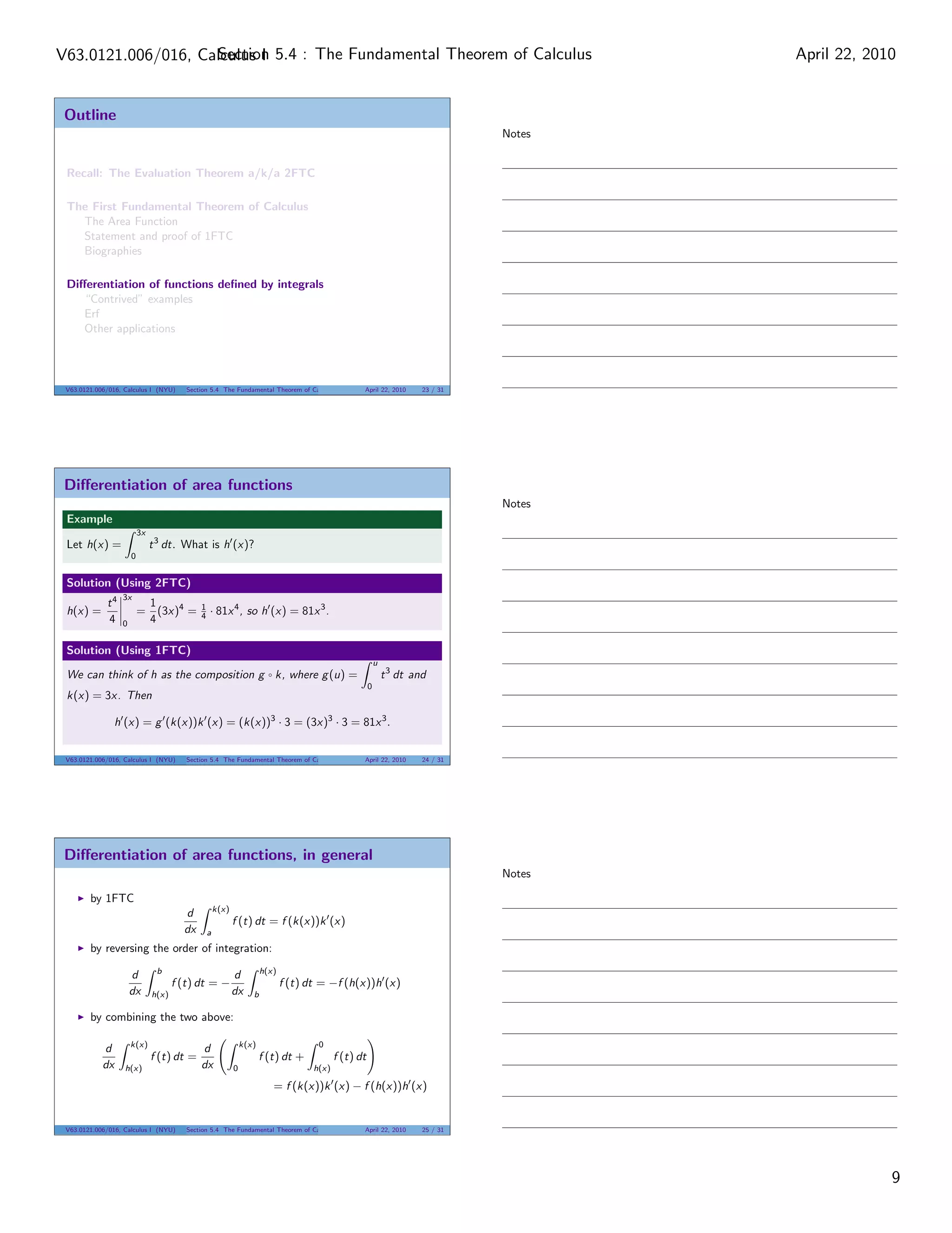 Lesson 25: The Fundamental Theorem of Calculus (handout) | PDF