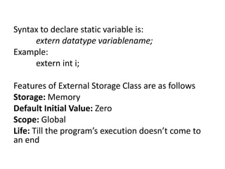 Lesson 26 c programming ( union, storage classes) | PPTX | Programming Languages | Computing