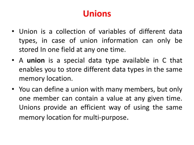 Lesson 26 c programming ( union, storage classes) | PPT