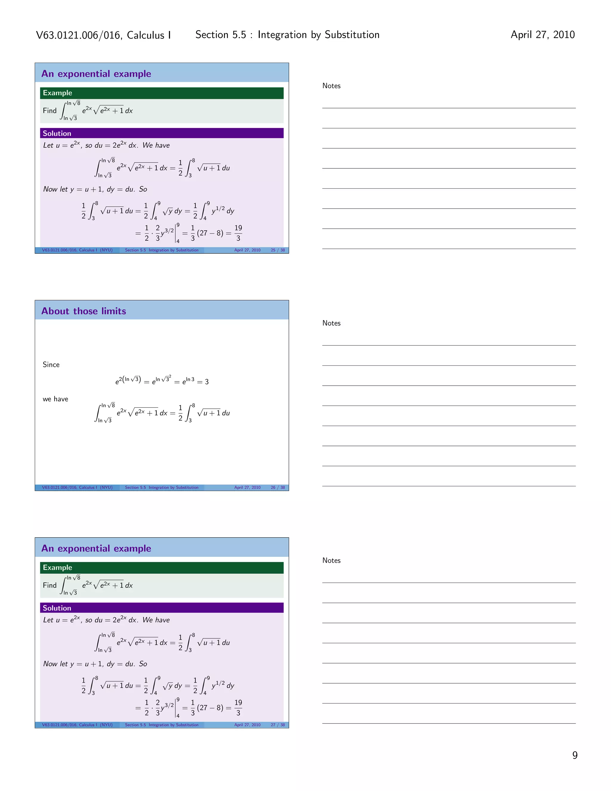 Lesson 26: Integration by Substitution (handout) | PDF