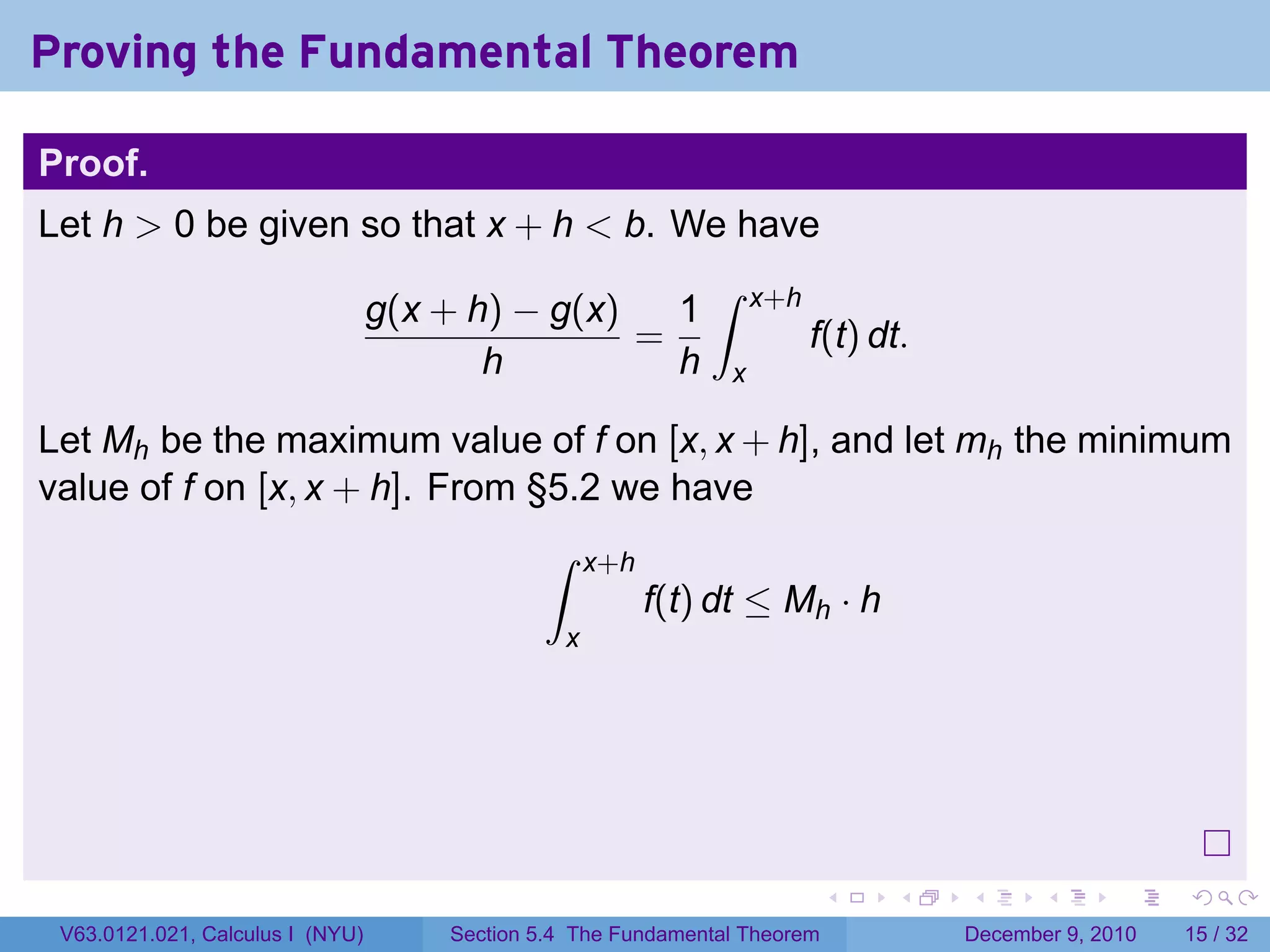 Lesson 26: The Fundamental Theorem of Calculus (Section 021 slides) | PPT