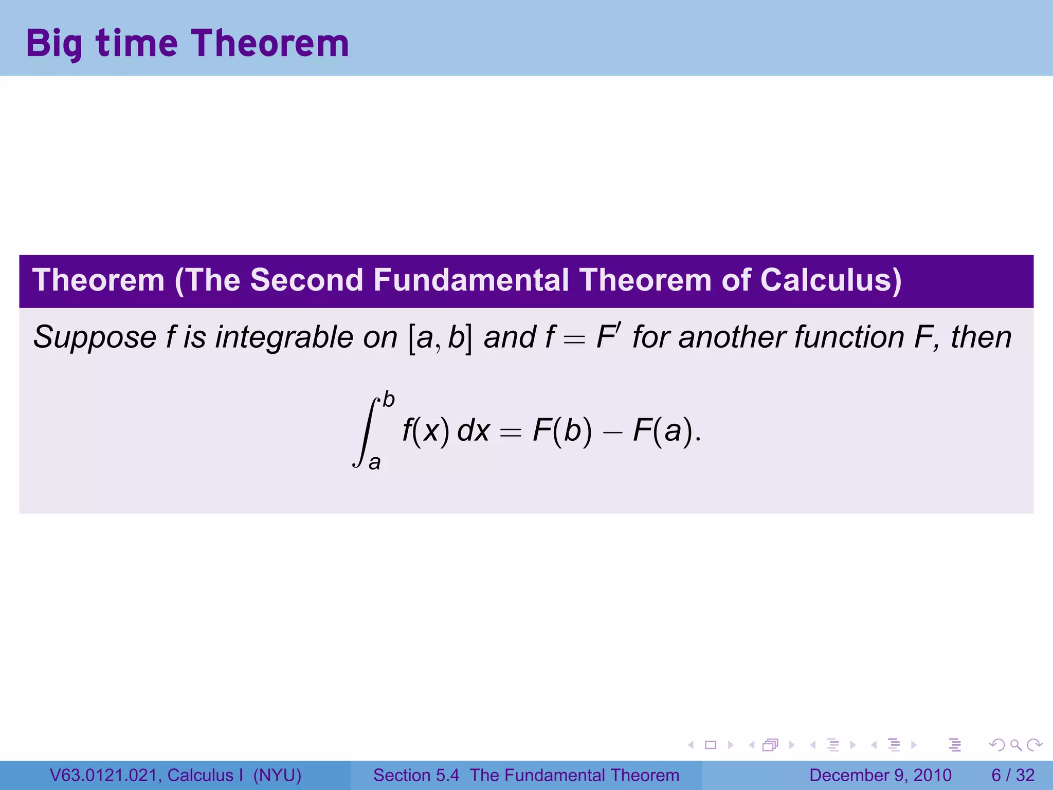Lesson 26: The Fundamental Theorem of Calculus (Section 021 slides) | PDF | Web Development ...