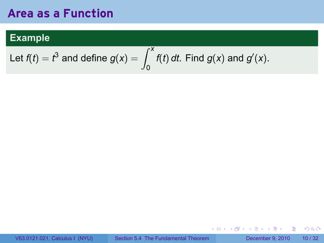 Lesson 26: The Fundamental Theorem of Calculus (Section 021 slides) | PPT
