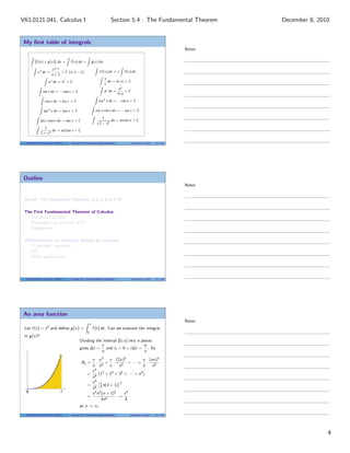 Lesson 26: The Fundamental Theorem of Calculus (Section 041 handout) | PDF
