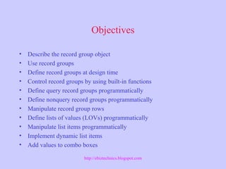 Oracle Forms: Record Groups | PPT | Databases | Computer Software and Applications