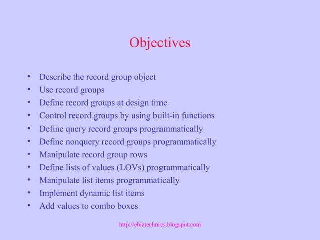 Oracle Forms: Record Groups | PPT | Databases | Computer Software and Applications