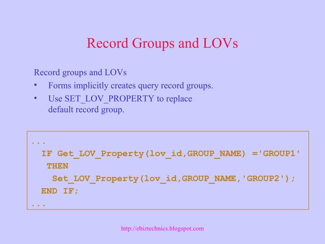 Oracle Forms Record Groups Ppt Databases Computer Software And