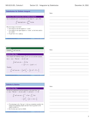 Lesson 27: Integration by Substitution (Section 021 handout) | PDF