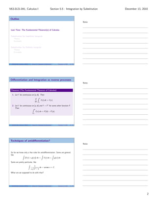 Lesson 27: Integration by Substitution (Section 041 handout) | PDF