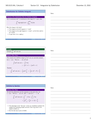 Lesson 27: Integration by Substitution (Section 041 handout) | PDF