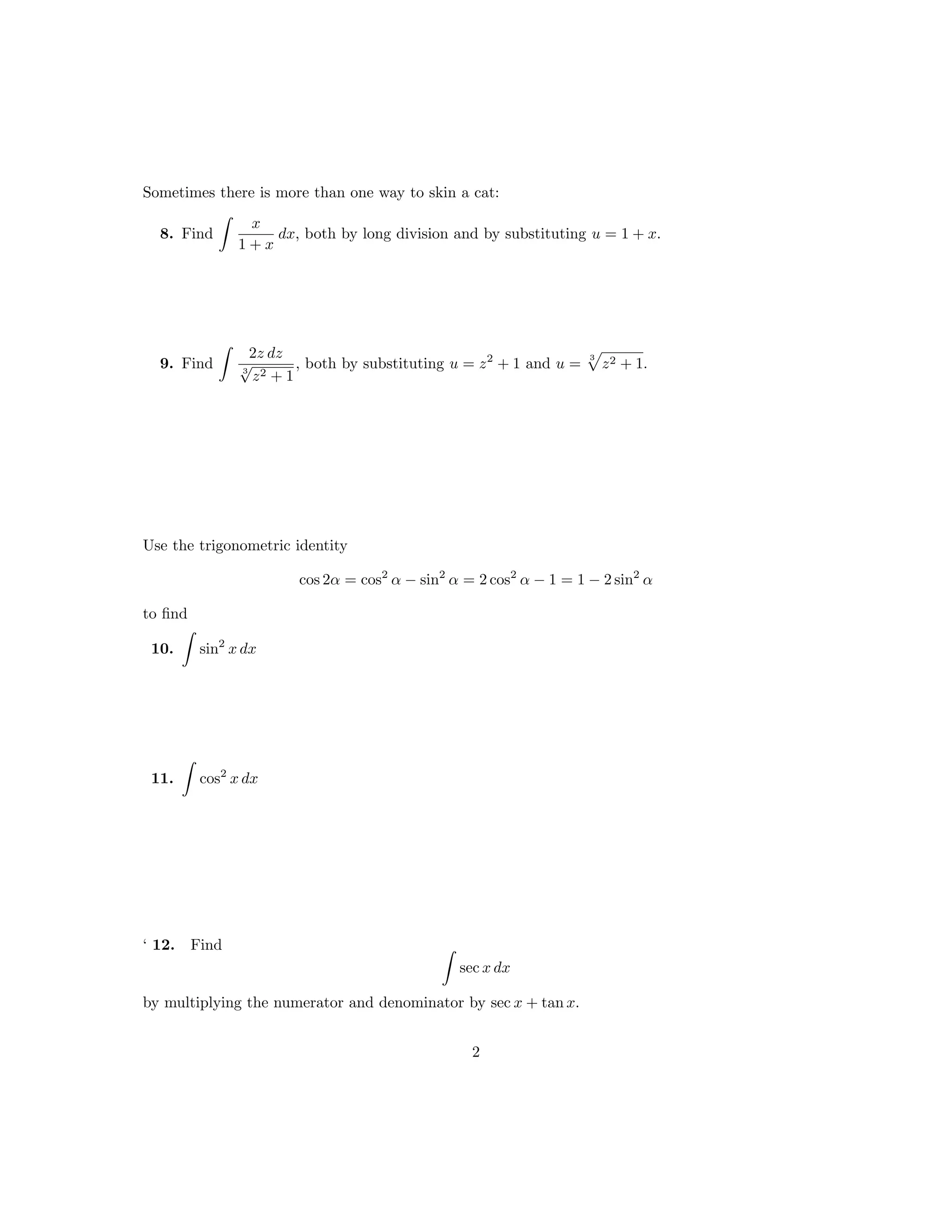 Lesson 27: Integration by Substitution (worksheet) | PDF