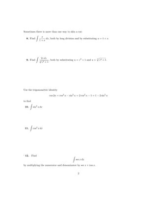 Lesson 27: Integration by Substitution (worksheet) | PDF