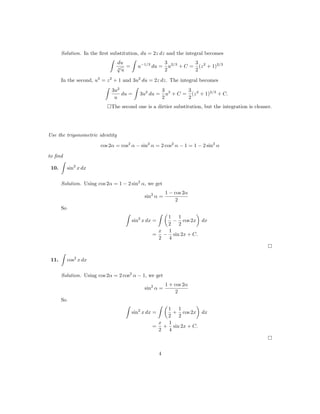 Lesson 27: Integration by Substitution (worksheet solutions) | PDF