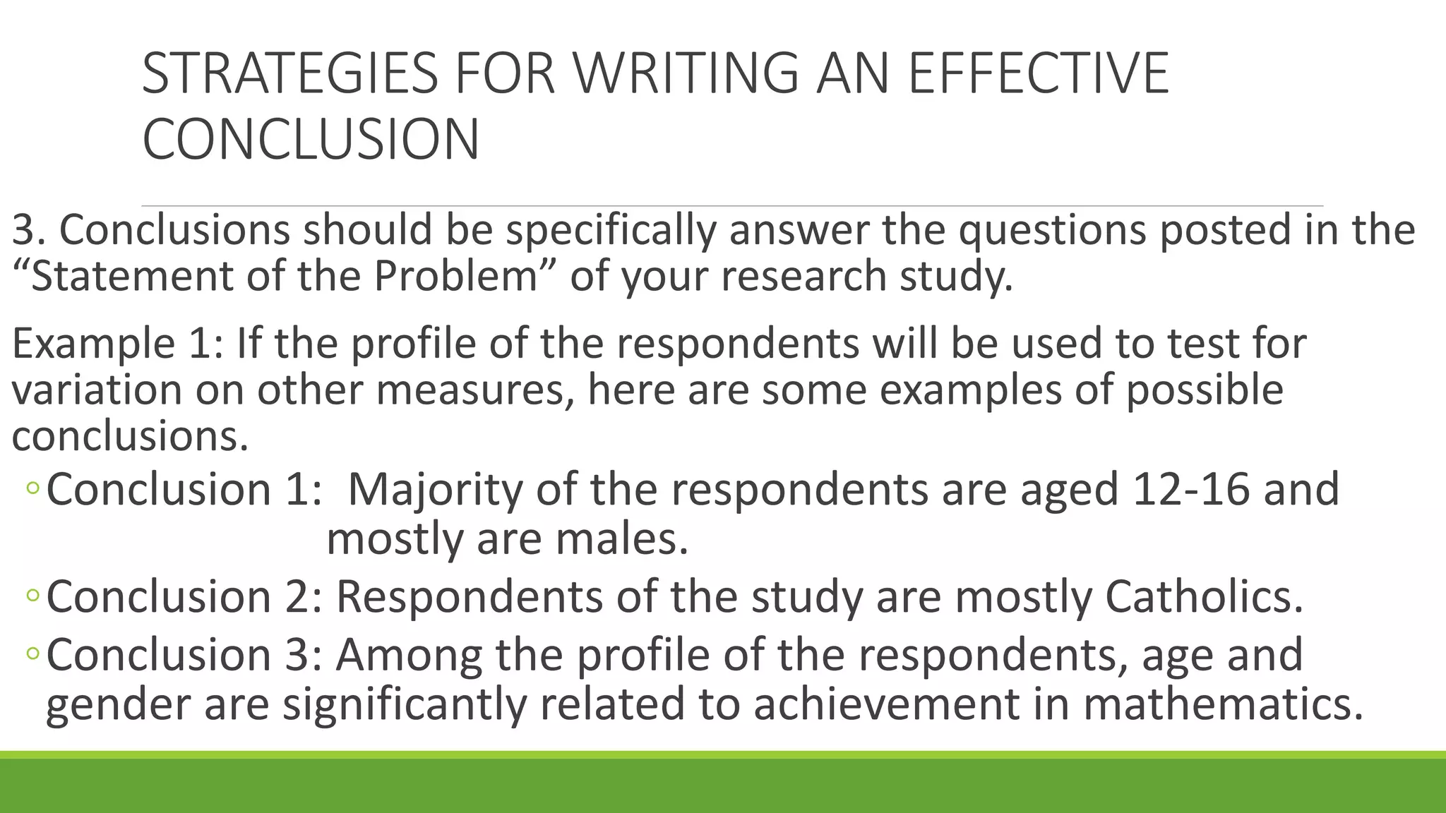 Lesson 28 drawing logical conclusions from research findings | PPTX