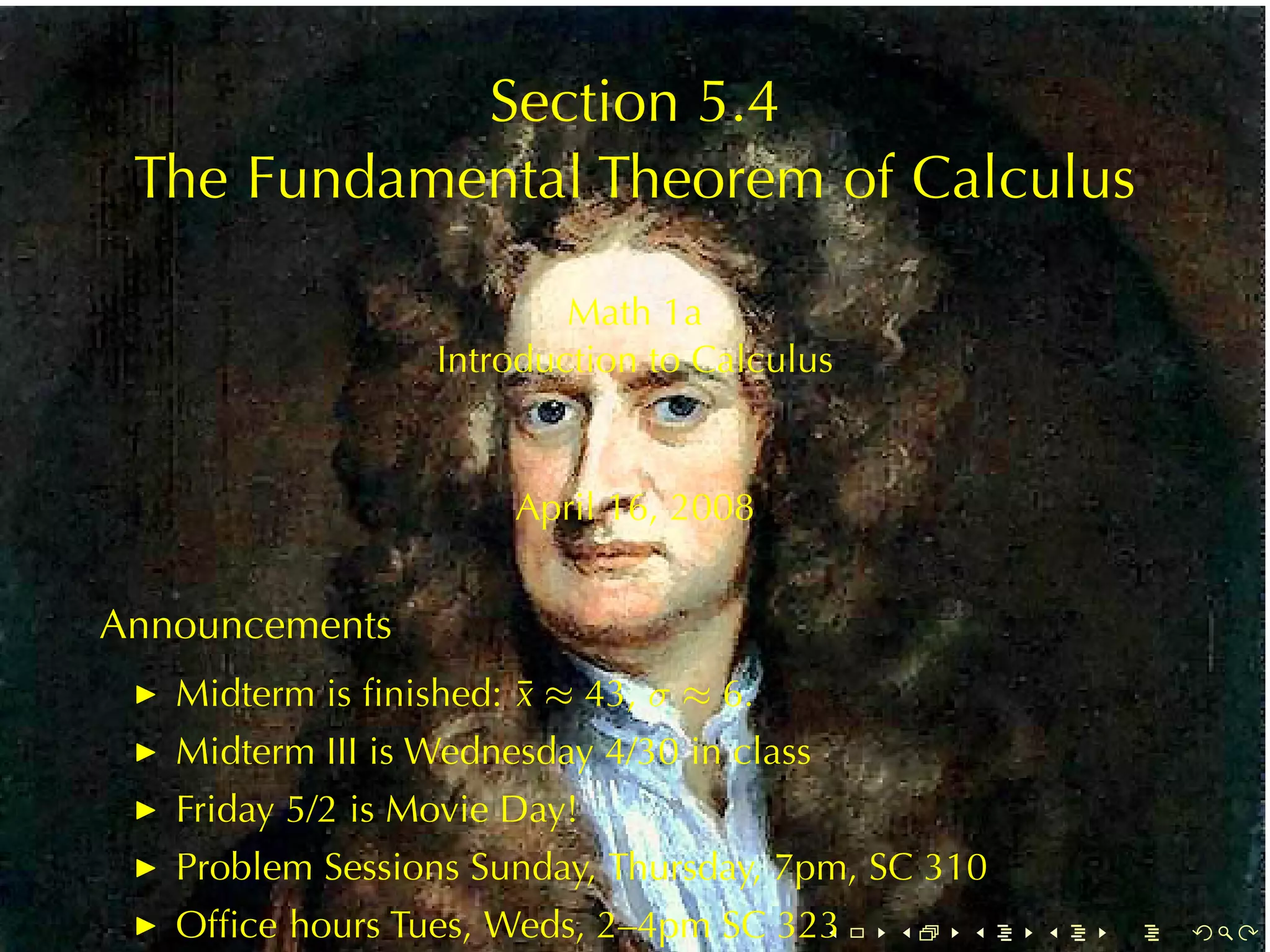 Lesson 28: The Fundamental Theorem of Calculus | PPT