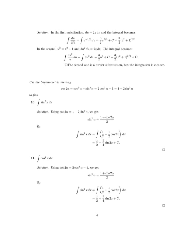 Lesson 29: Integration by Substition (worksheet solutions) | PDF ...
