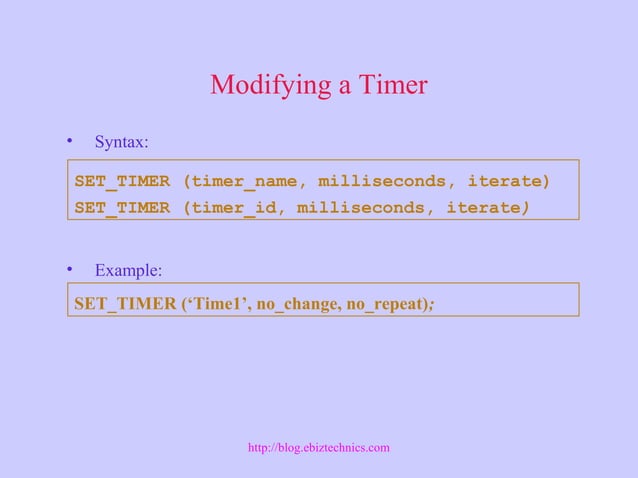 Oracle Forms : Timers | PPT | Computing | Technology & Computing