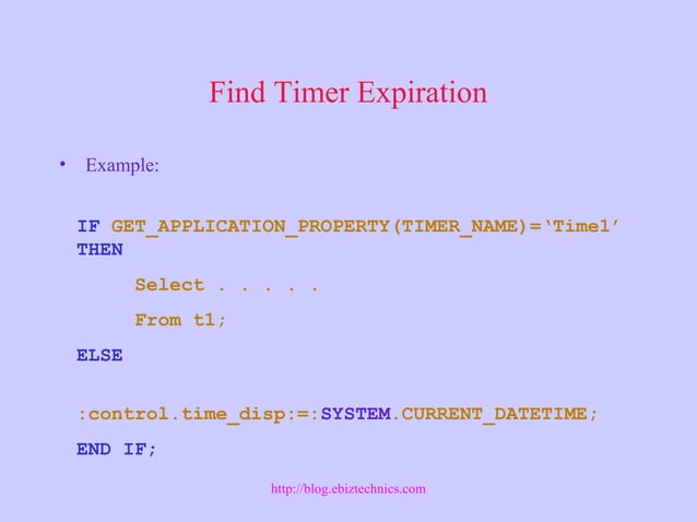 Oracle Forms : Timers | PPT | Computing | Technology & Computing