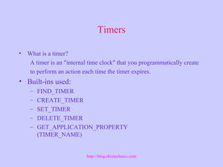 Oracle Forms : Timers | PPT