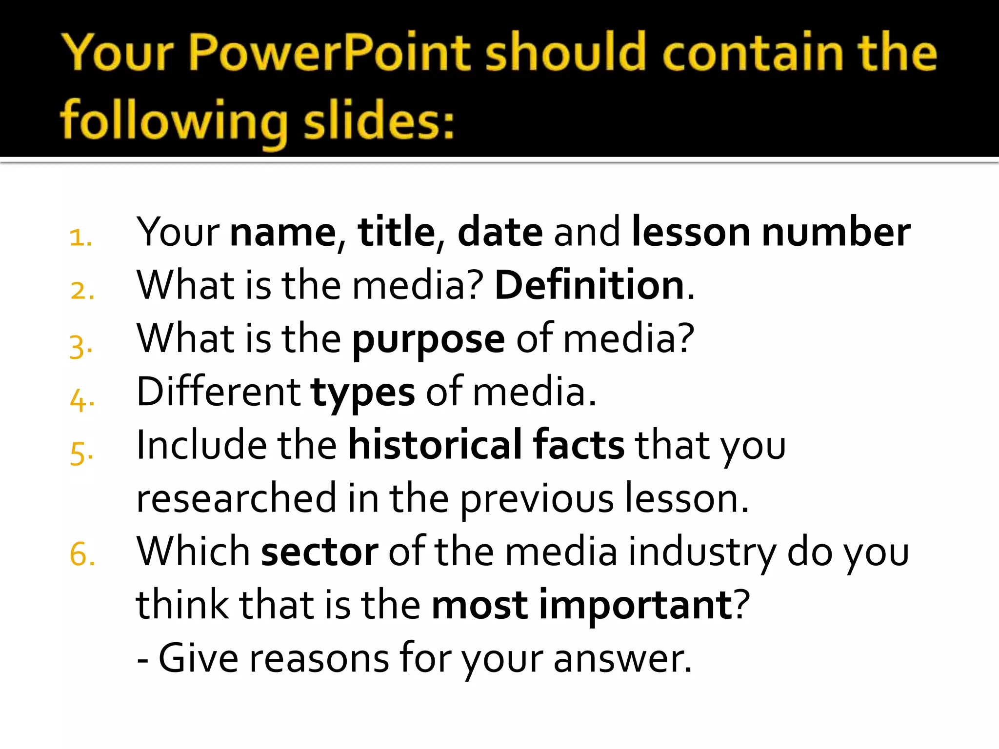 Introduction to Media Studies Assessment task | PPT